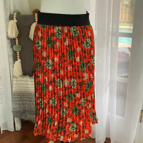 LuLaRoe | Skirts | Lularoe Jill Skirt With Pleats Bright Orange Color ...